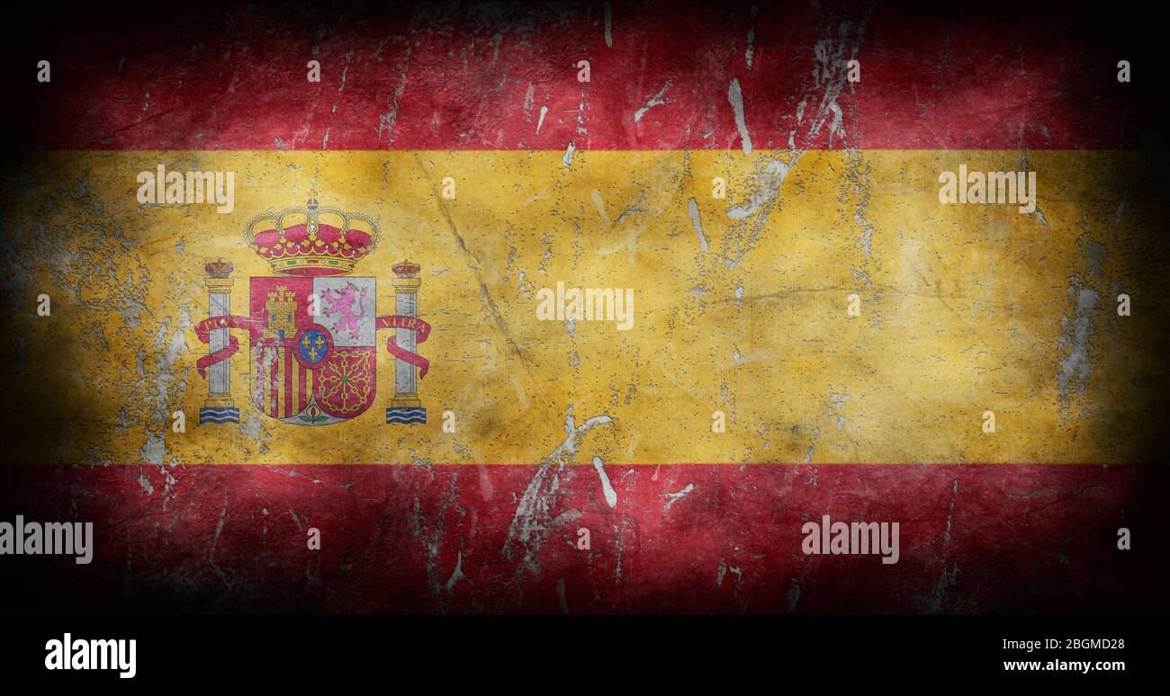 Flag of Spain with grunge texture background 3D illustration Stock ...