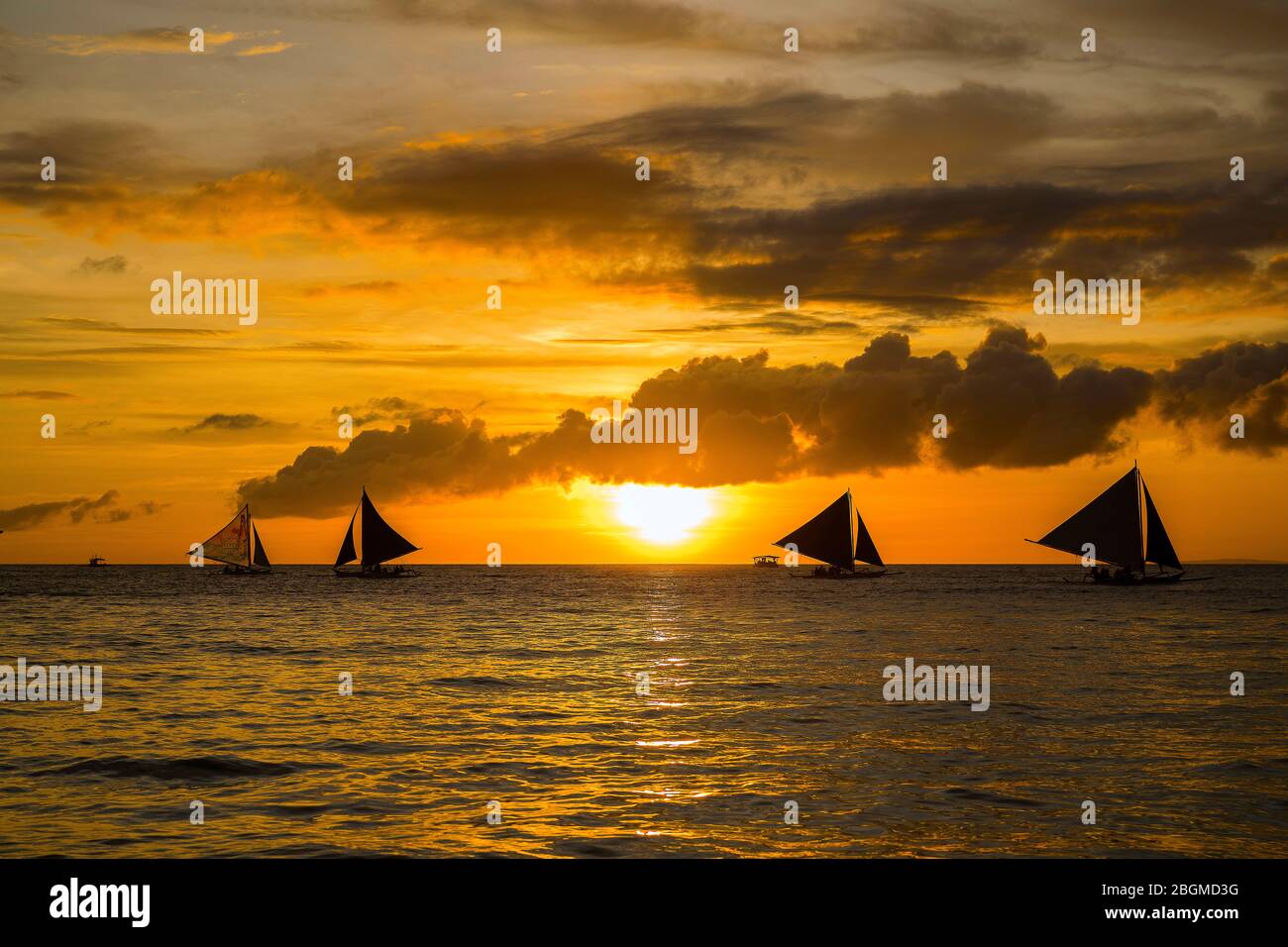 Sunset White beach path on Boracay island, Philippines Stock Photo - Alamy