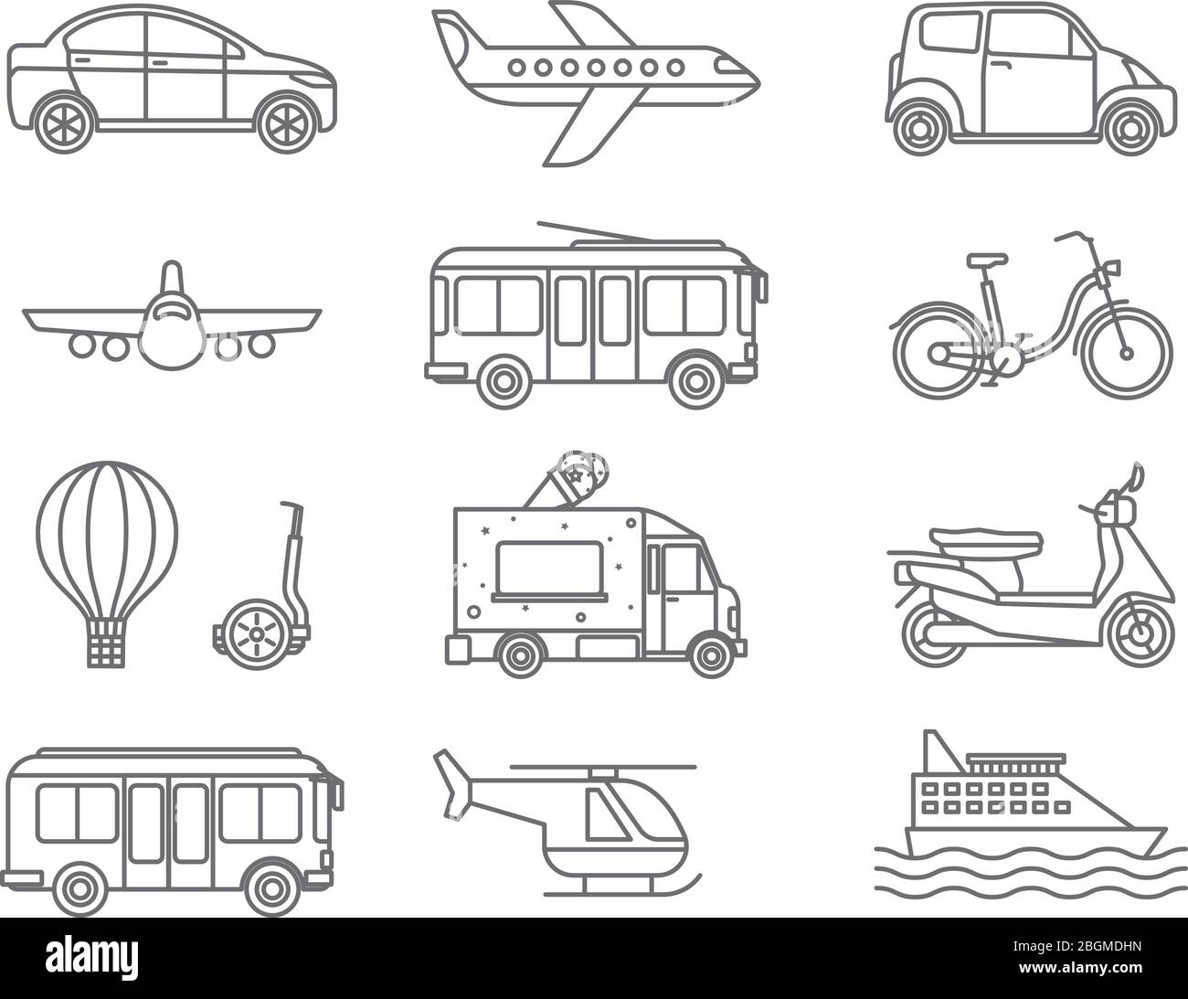 Transport line icons. Outline transport black vector icons on white ...