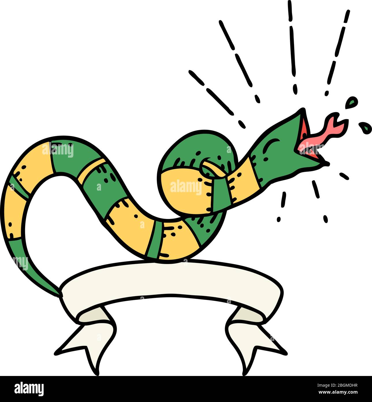 scroll banner with tattoo style hissing snake Stock Vector Image & Art ...