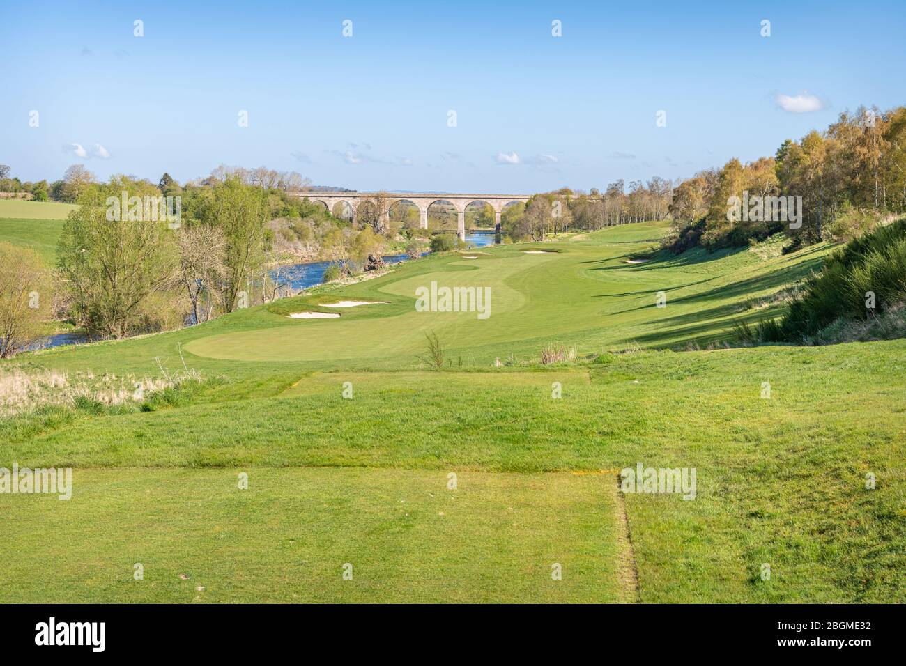 Roxburgh Viaduct over River Teviot from Roxburghe Golf Course Stock ...