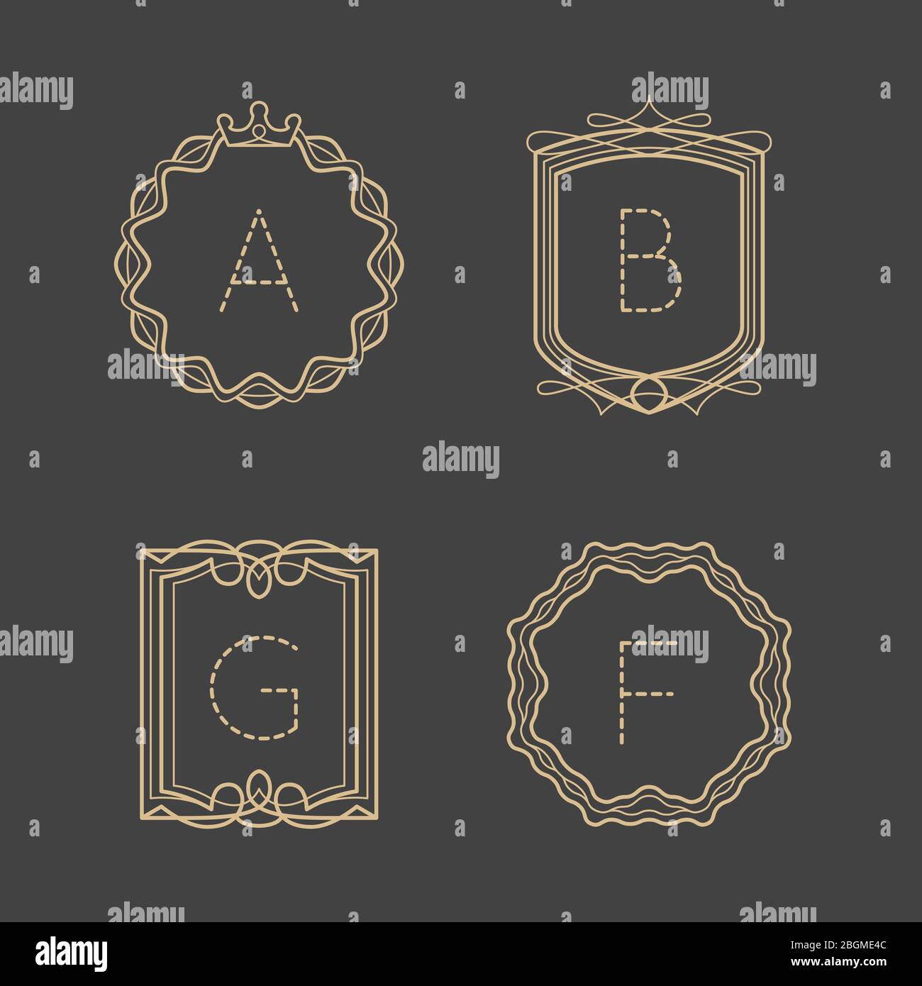 Calligraphic vintage modern vector flourishes monogram emblems Stock ...