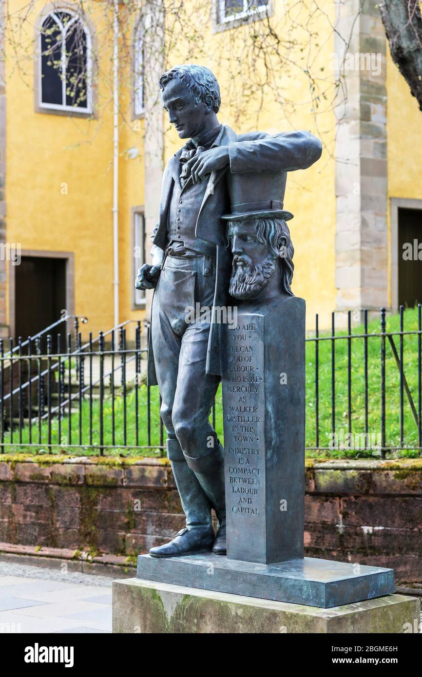 Statue of Johnnie Walker (1805 - 1857) the founder of the famous brand ...