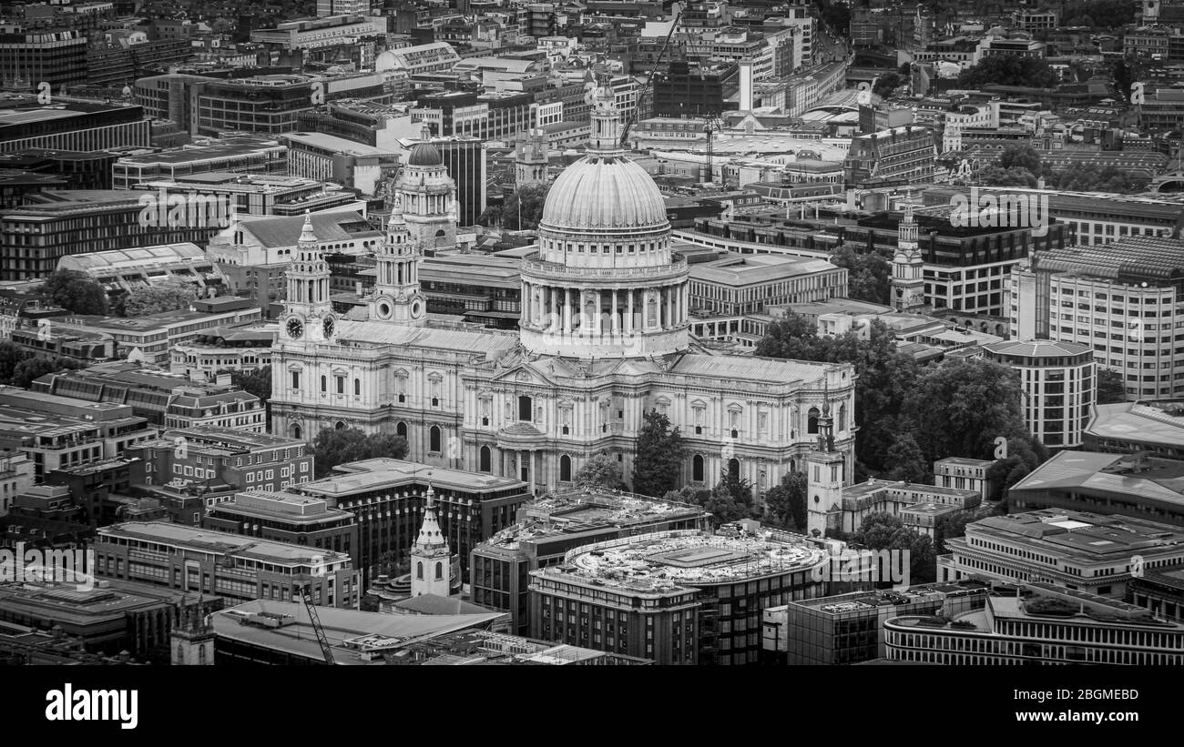 London Aerial View of St Paul`s Cathedral. England, Great Britain Stock ...