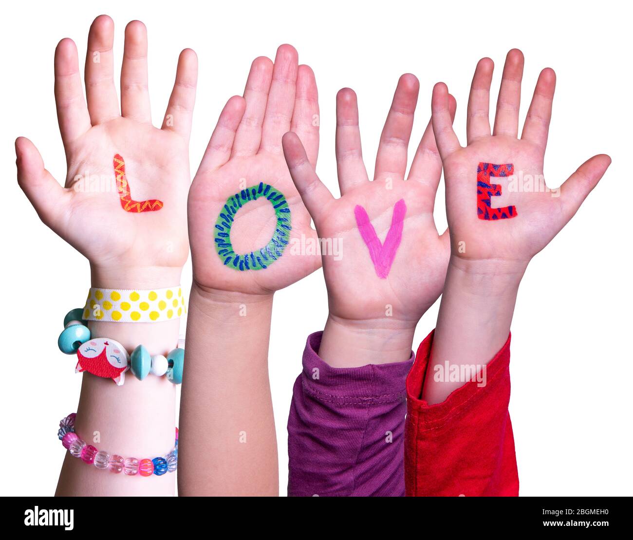 Children Hands Building Word Love, Isolated Background Stock Photo - Alamy