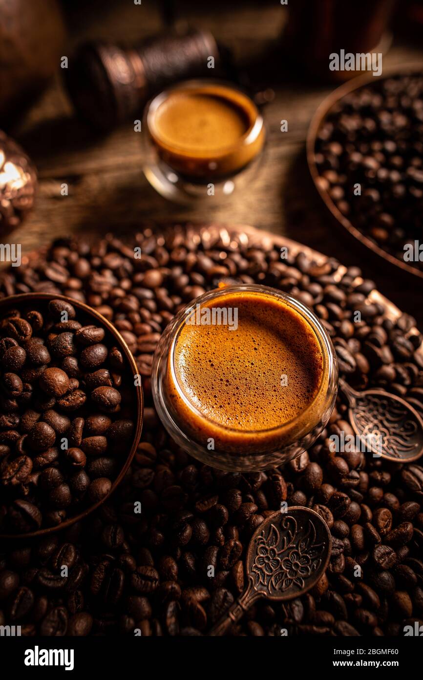 Cup of hot espresso coffee Stock Photo - Alamy