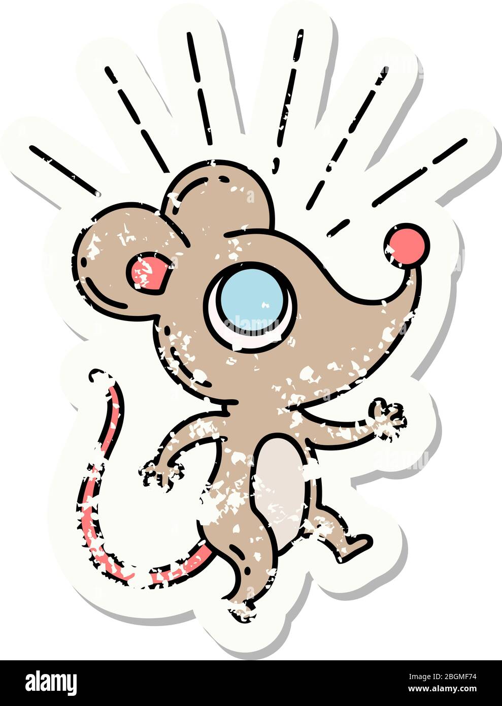 worn old sticker of a tattoo style mouse character Stock Vector Image ...