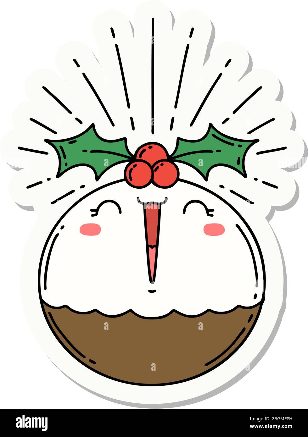 sticker of a tattoo style singing christmas pudding Stock Vector Image ...