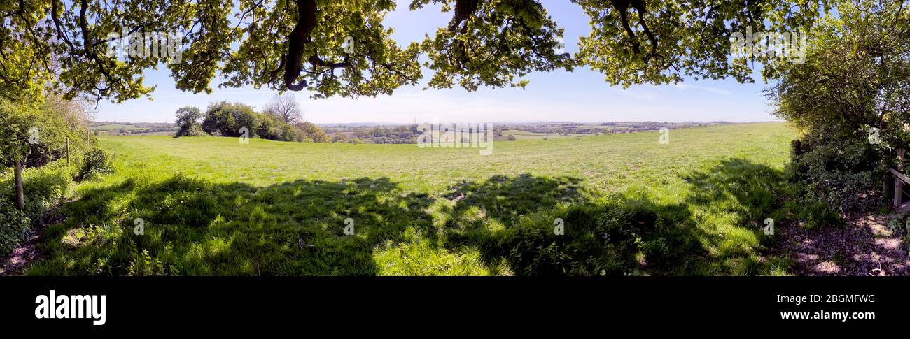A panorama image of idyllic countryside in Spring sunshine in the ...