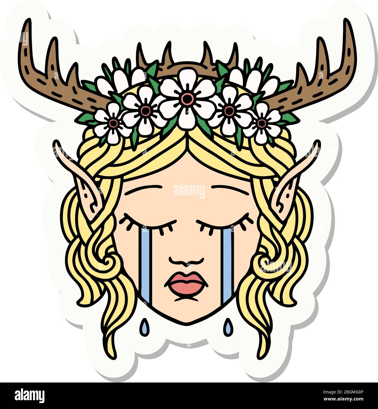 sticker of a crying elf druid character face Stock Vector Image & Art ...