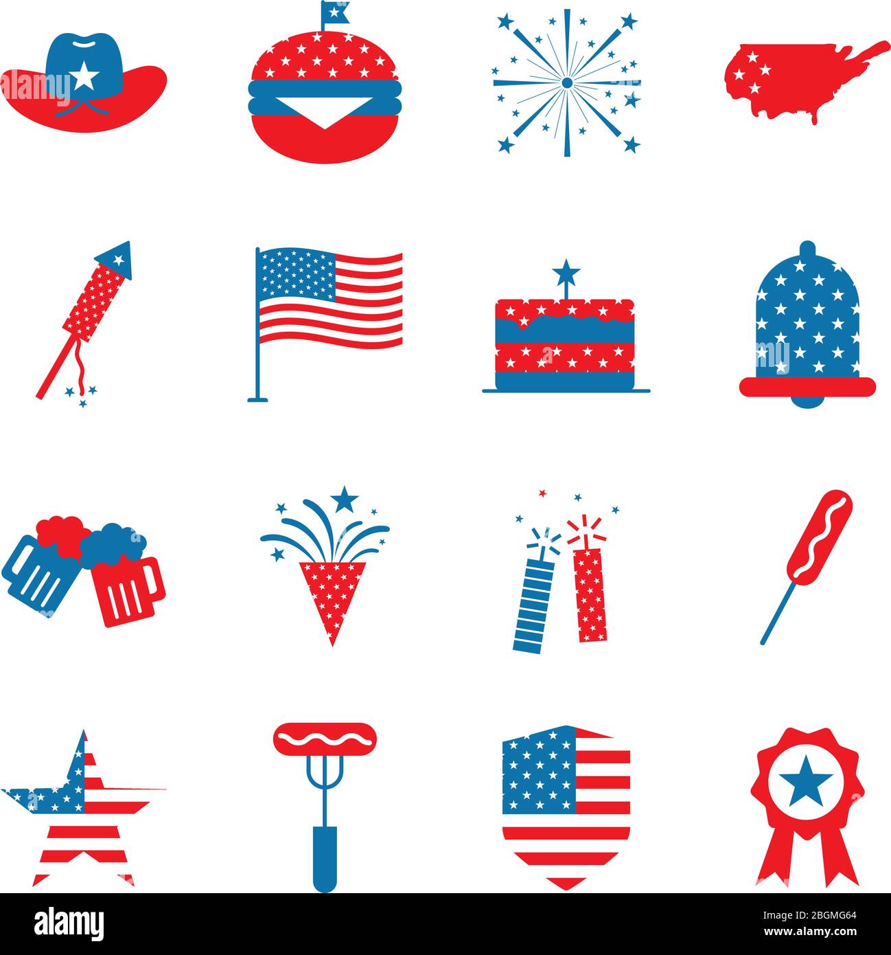 Independence day flat style icon set vector design Stock Vector Image ...