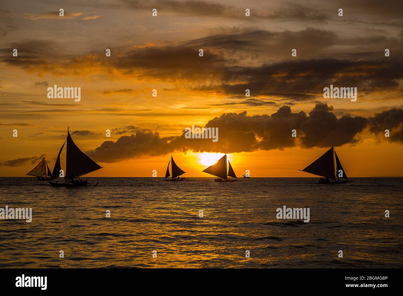Sunset White beach path on Boracay island, Philippines Stock Photo - Alamy