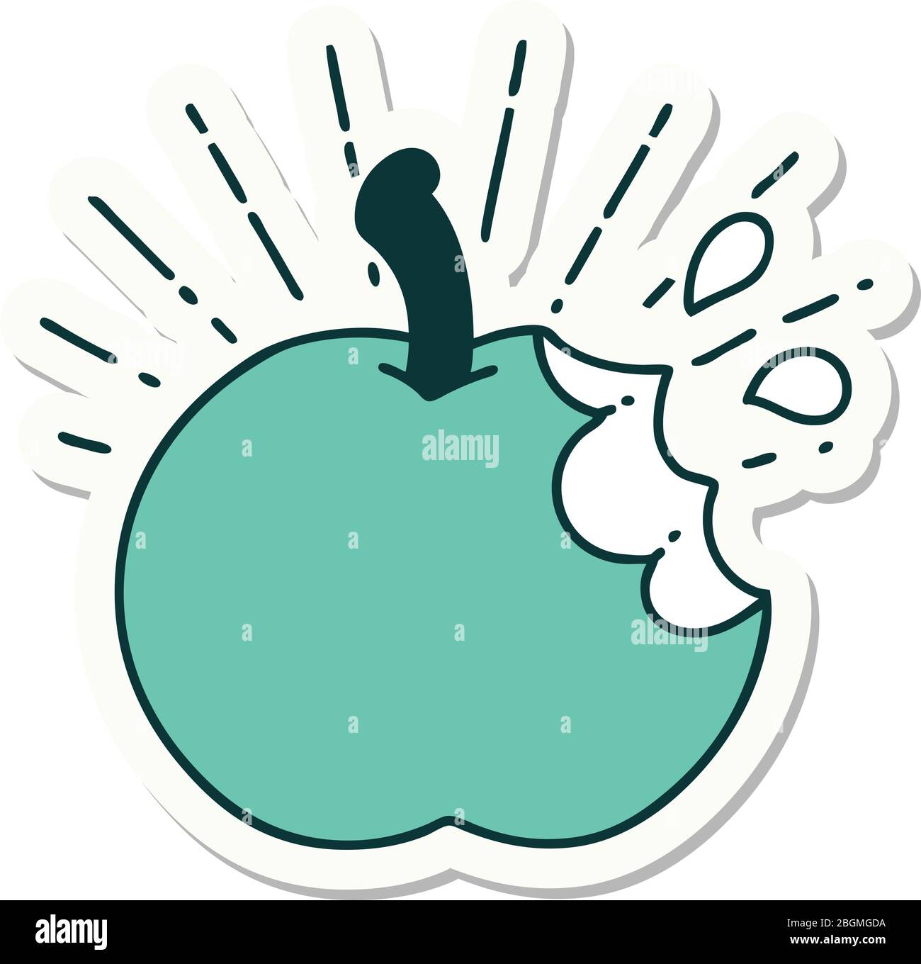 sticker of a tattoo style bitten apple Stock Vector Image & Art - Alamy