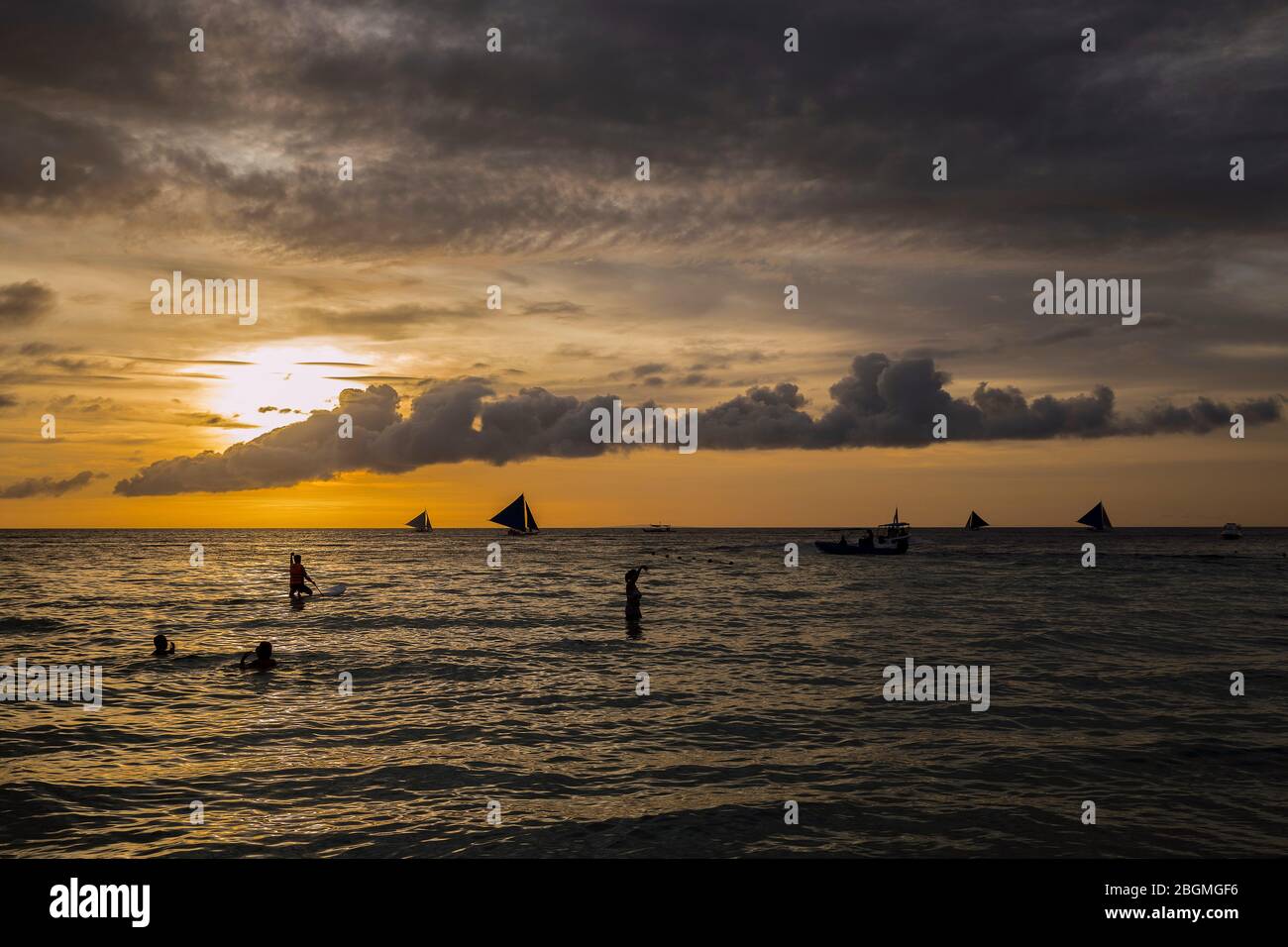 Sunset White beach path on Boracay island, Philippines Stock Photo - Alamy