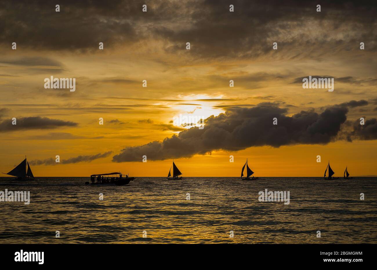 Sunset White beach path on Boracay island, Philippines Stock Photo - Alamy