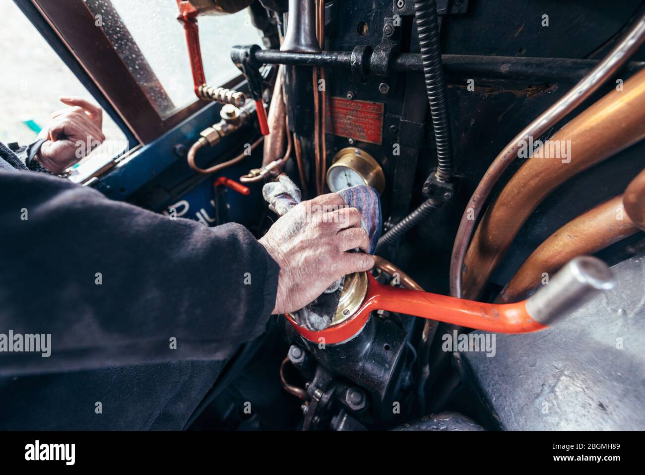 Steam locomotive hand lever hi-res stock photography and images - Alamy