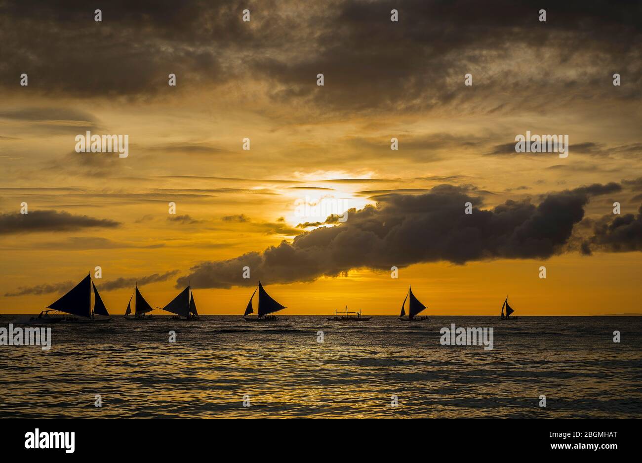 Sunset White beach path on Boracay island, Philippines Stock Photo - Alamy