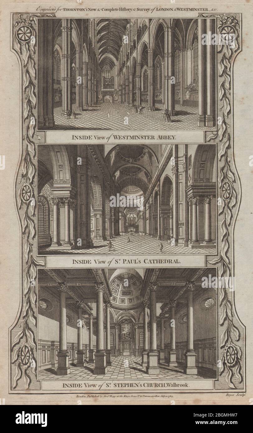 Interiors of Westminster Abbey, St. Paul's Cathedral, St. Stephen ...