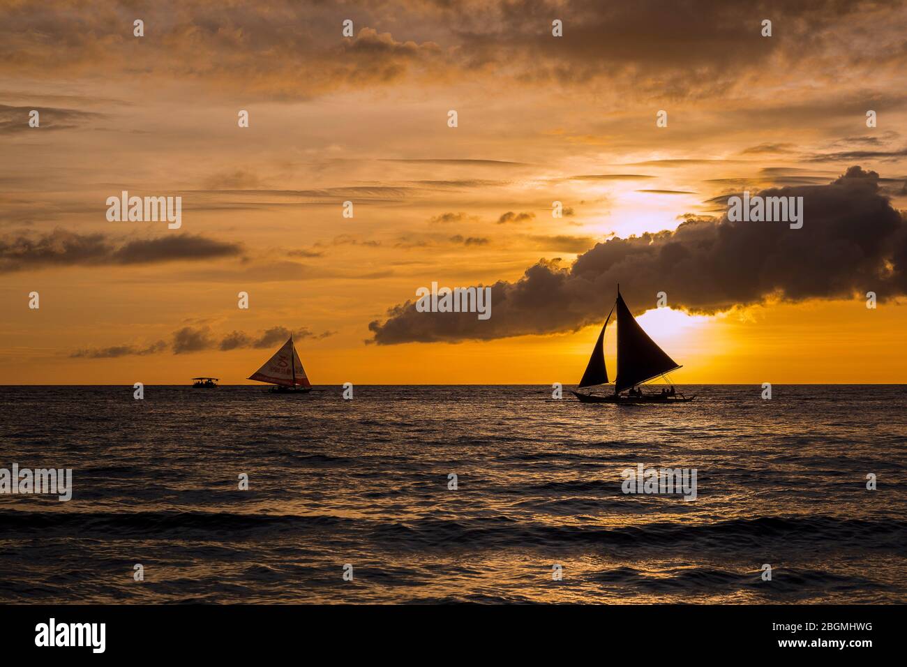 Sunset White beach path on Boracay island, Philippines Stock Photo - Alamy