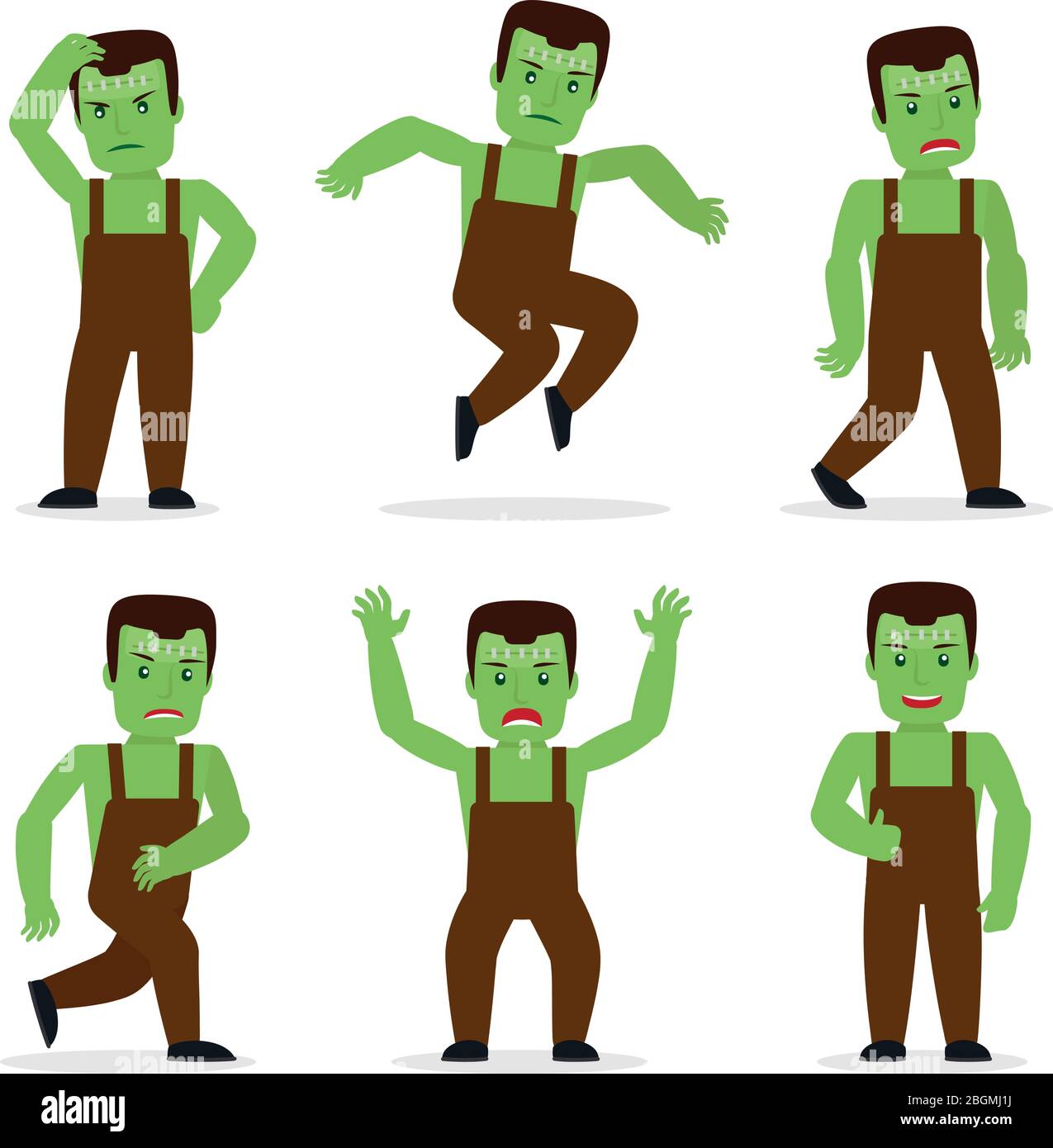 Frankenstein monster in different poses. Masquerade party Halloween ...