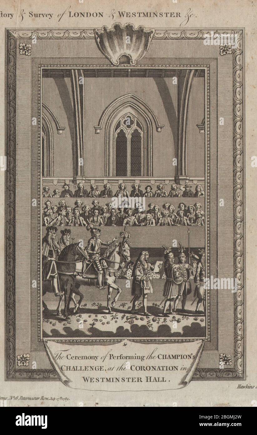 Sir John Dymoke, King's Champion. Richard II's coronation. Westminster ...