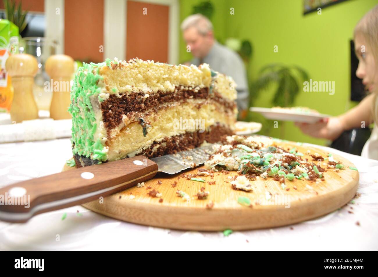 Birthday cake. Family gathering, celebration. Pastries and sweets Stock ...