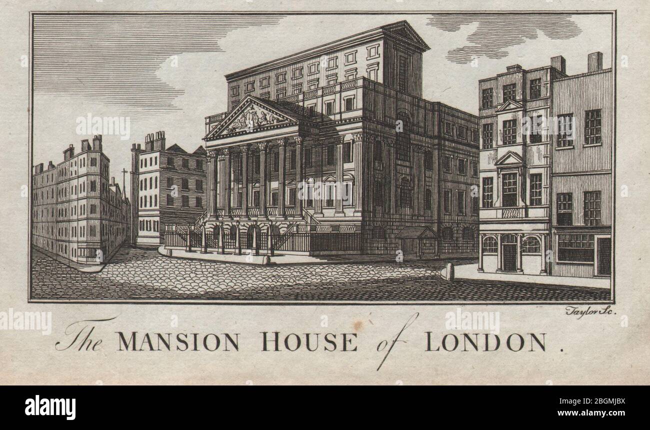 The Mansion House, City of London. THORNTON 1784 old antique print ...