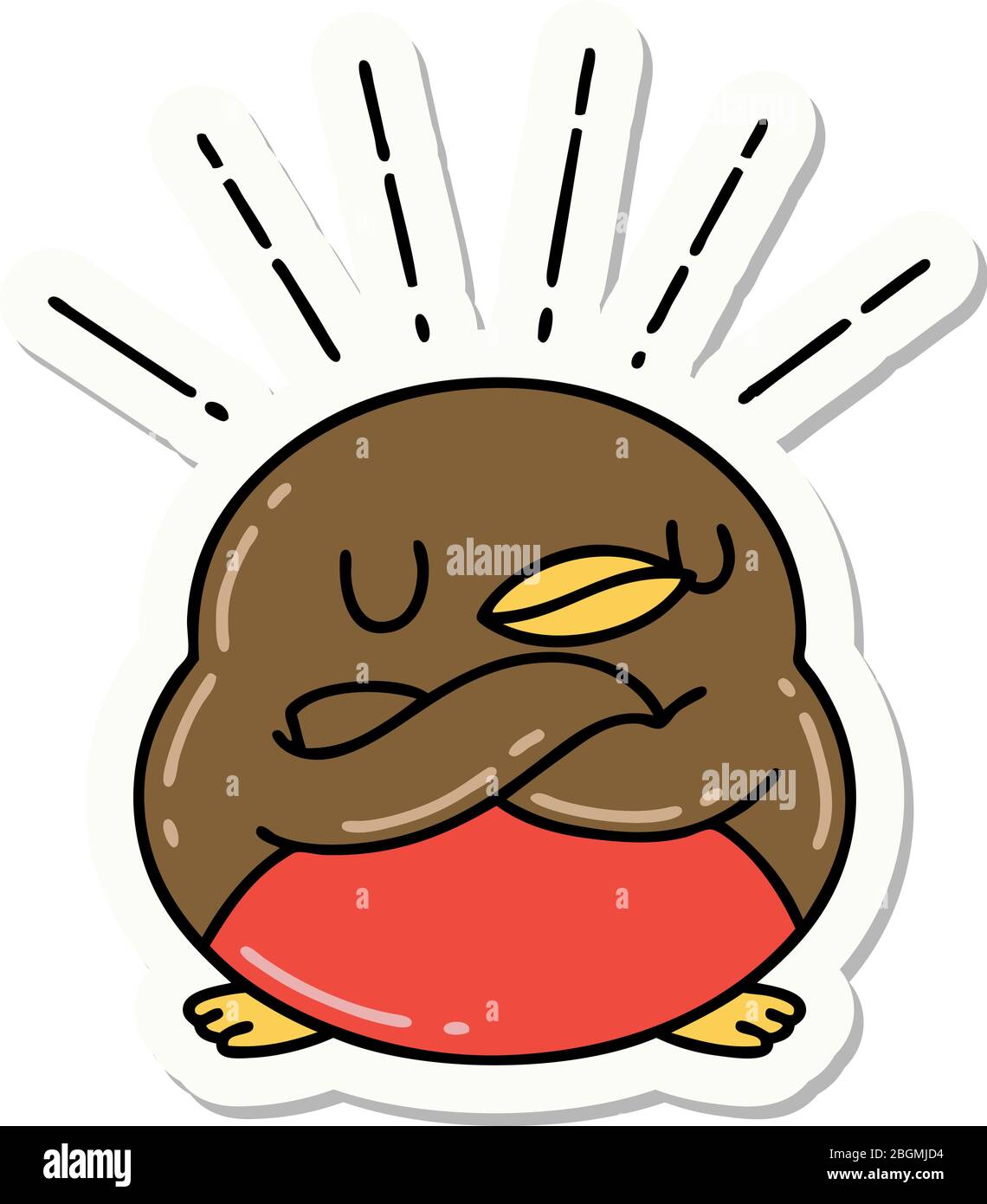 sticker of a tattoo style robin with folded wings Stock Vector Image ...