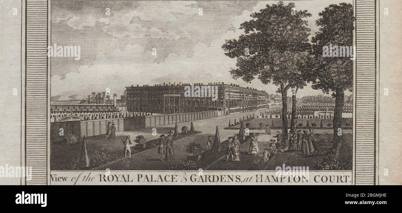 View of the Royal Palace & gardens, at Hampton Court. THORNTON 1784 old ...