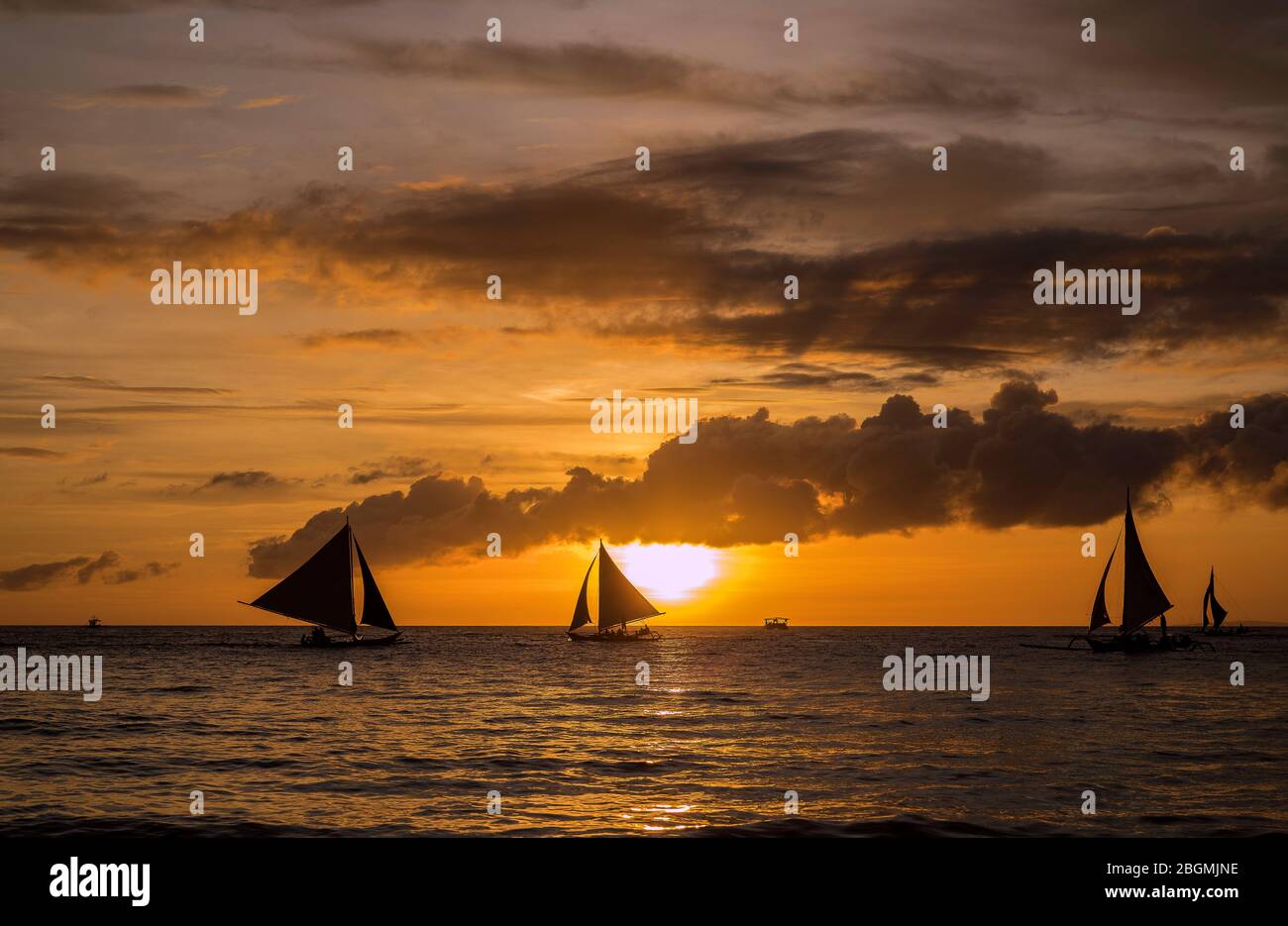 Sunset White beach path on Boracay island, Philippines Stock Photo - Alamy