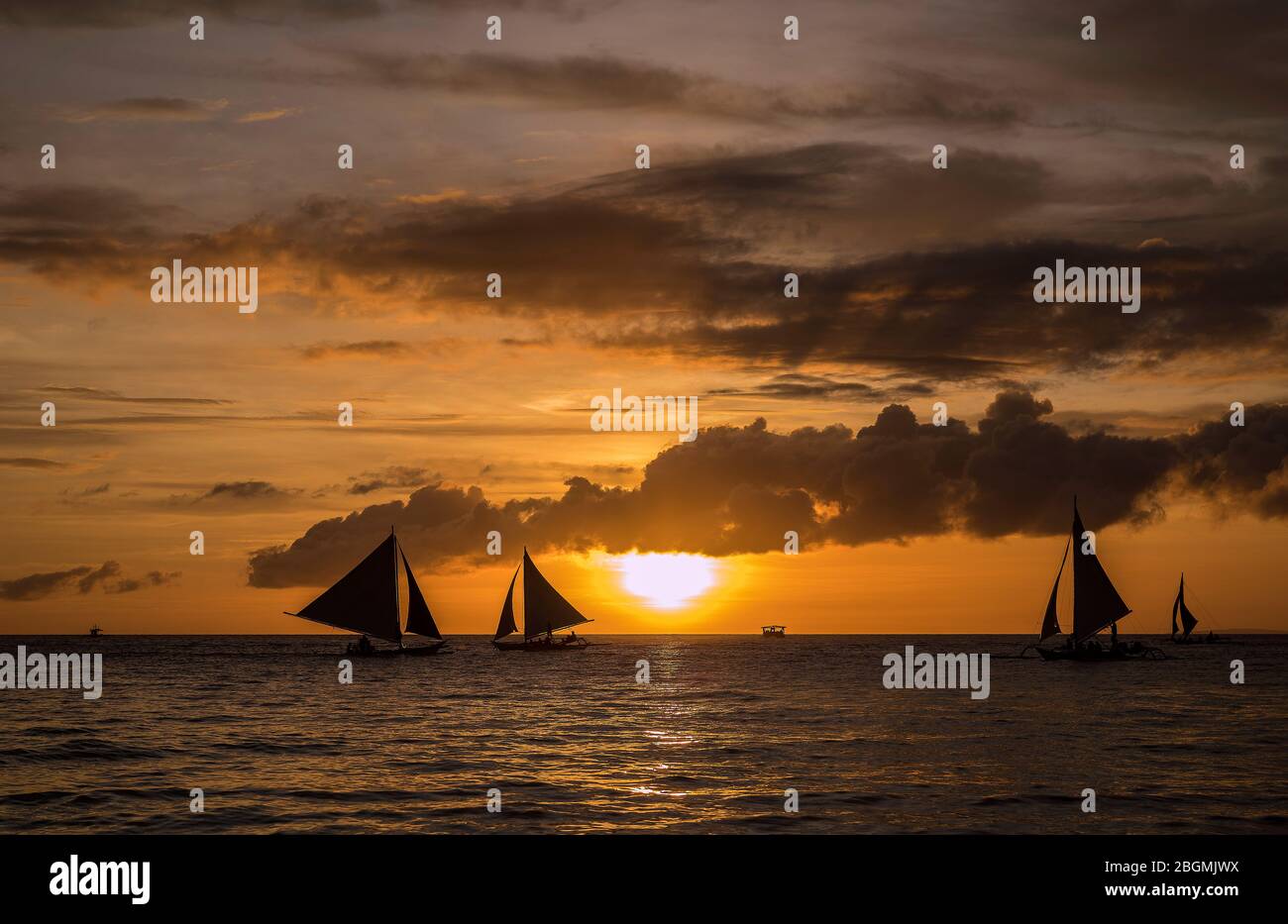 Sunset White beach path on Boracay island, Philippines Stock Photo - Alamy