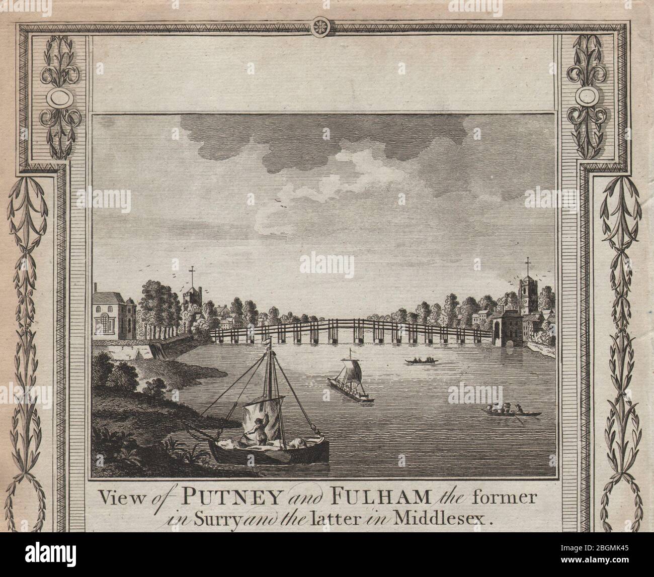 View of Putney and Fulham. St Mary's & All Saints churches. THORNTON ...