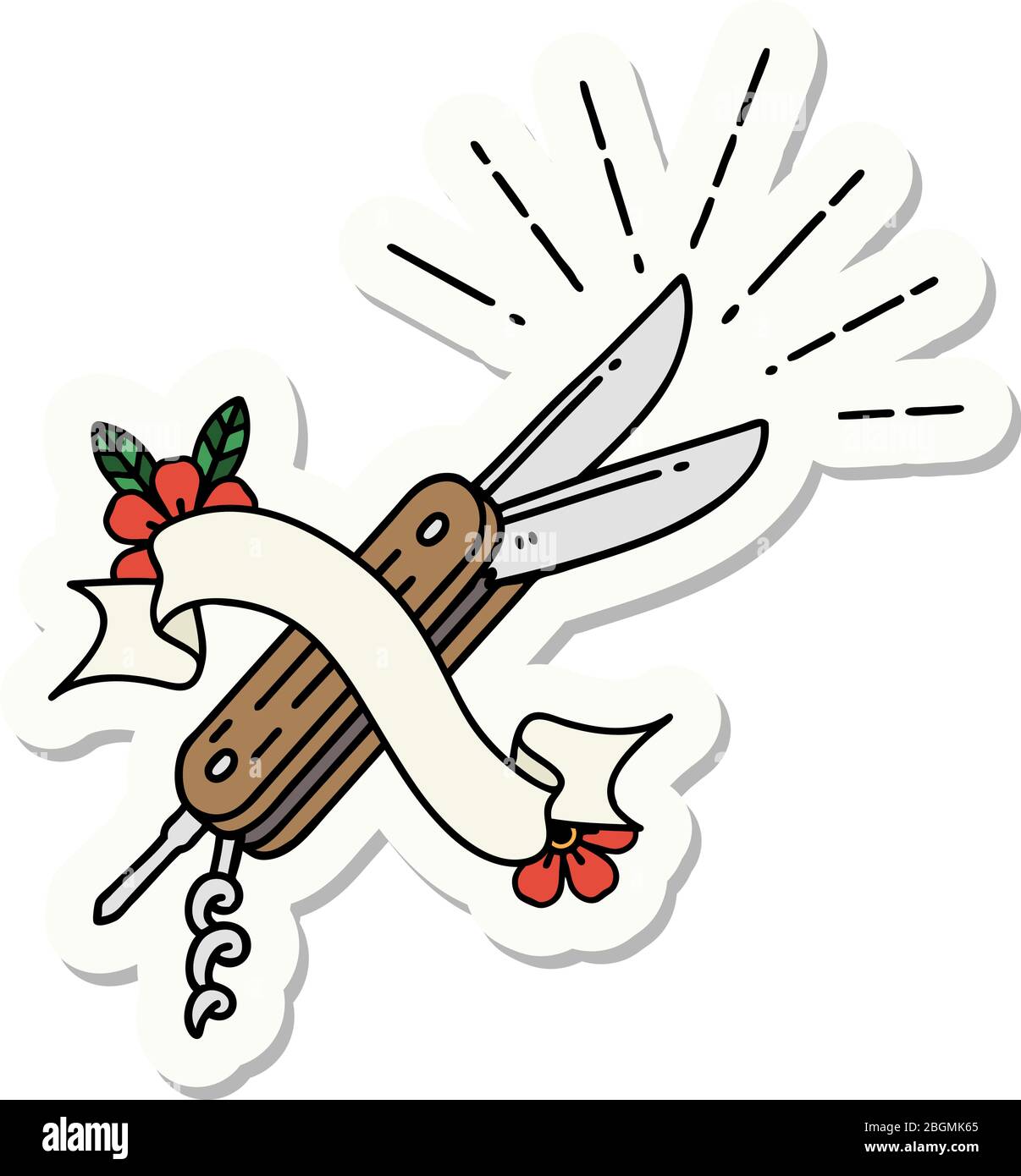 sticker of a tattoo style folding knife Stock Vector Image & Art - Alamy