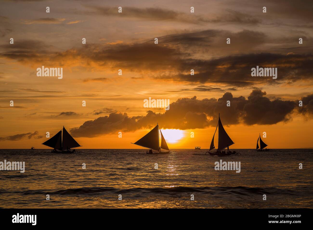 Sunset White beach path on Boracay island, Philippines Stock Photo - Alamy