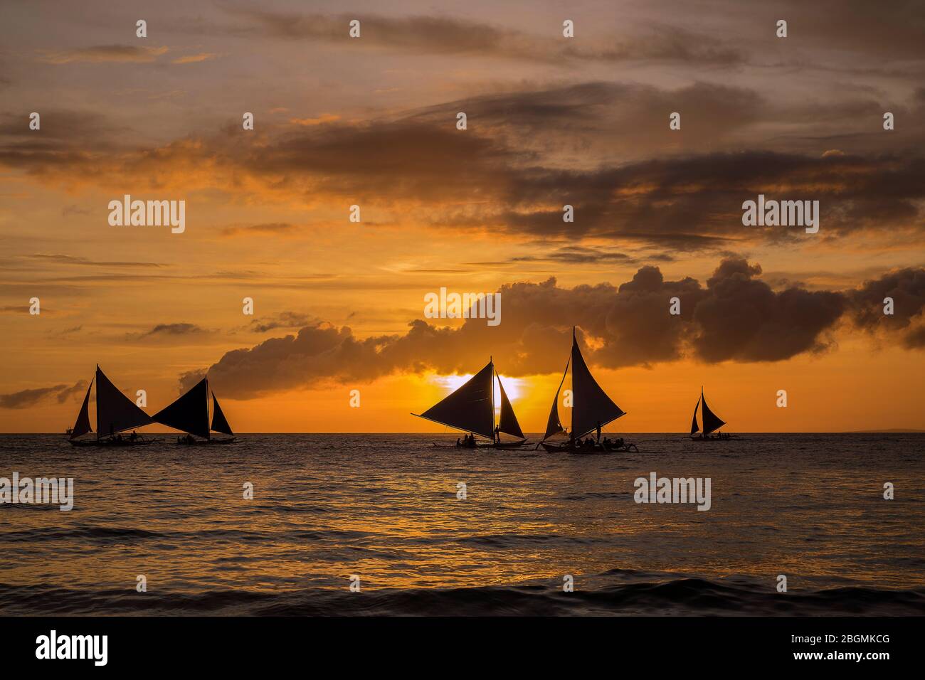 Sunset White beach path on Boracay island, Philippines Stock Photo - Alamy