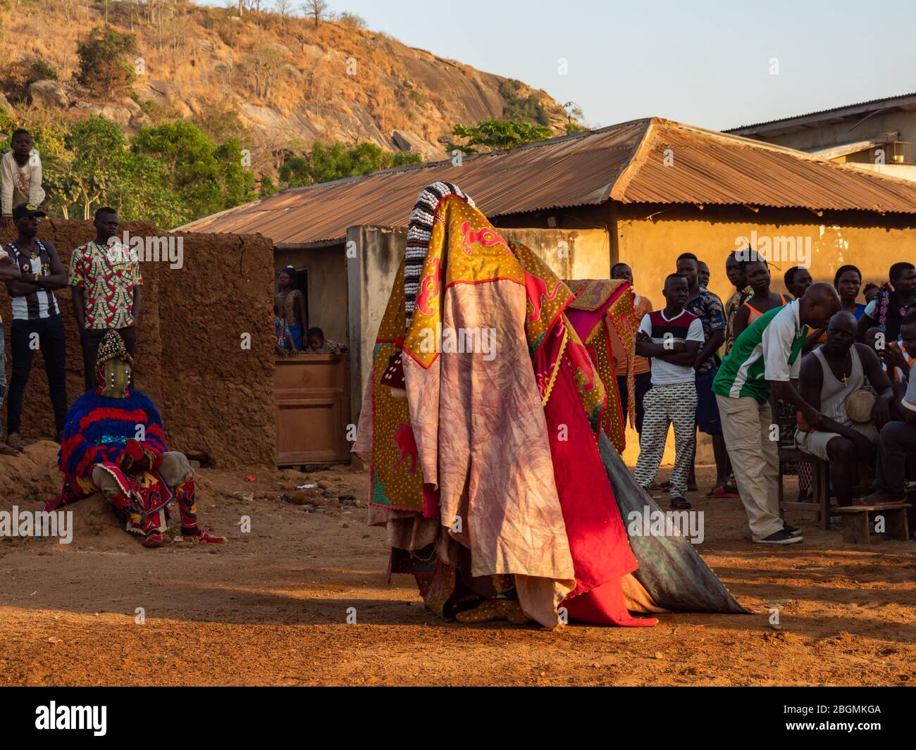 Dassa, Benin - 31/12/2019 - Ceremonial mask dance, Egungun, voodoo ...