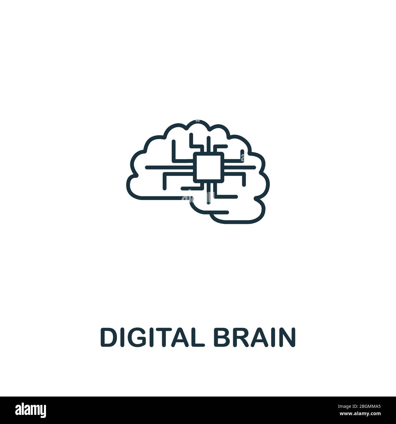 Digital Brain icon from artificial intelligence collection. Simple line ...