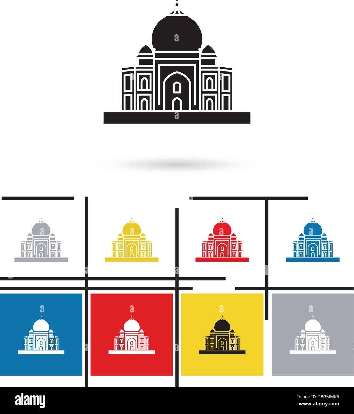 Taj Mahal in India icon or Taj Mahal in India sign. Vector Taj Mahal ...