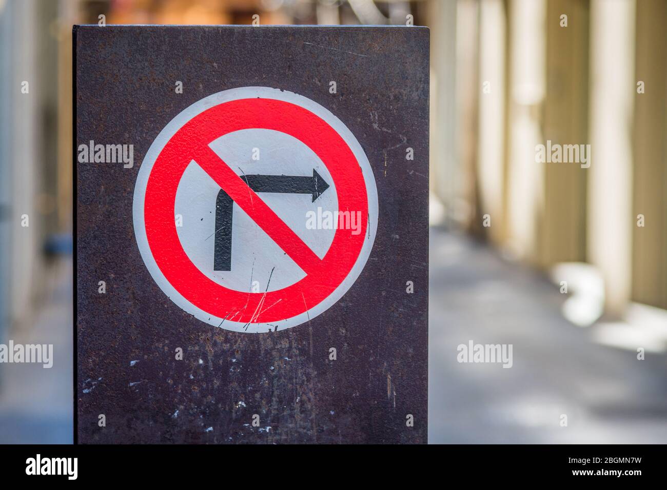 Street prohibition sign (no turning to the right Stock Photo - Alamy