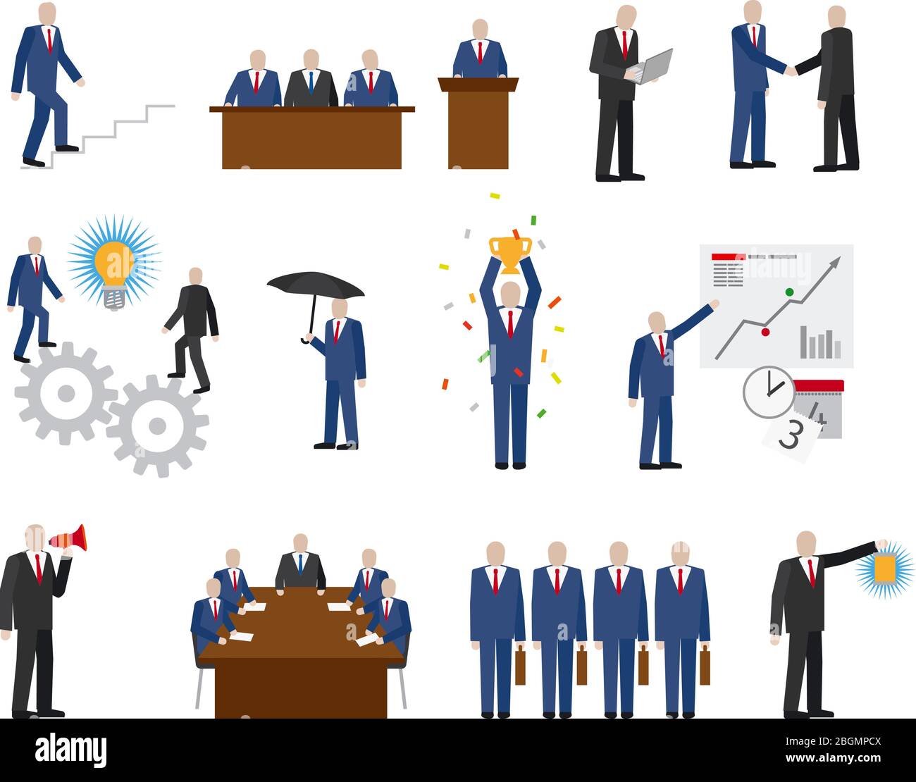 Business people in different poses in flat style Stock Vector Image ...