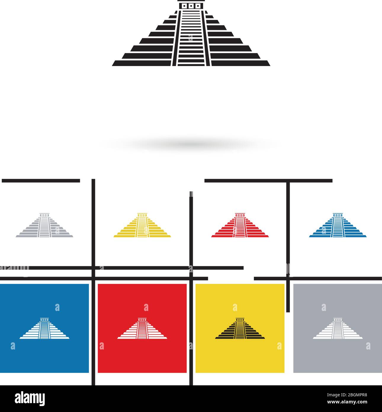 Mexican mayan pyramid icon or mexican mayan pyramid sign. Vector ...