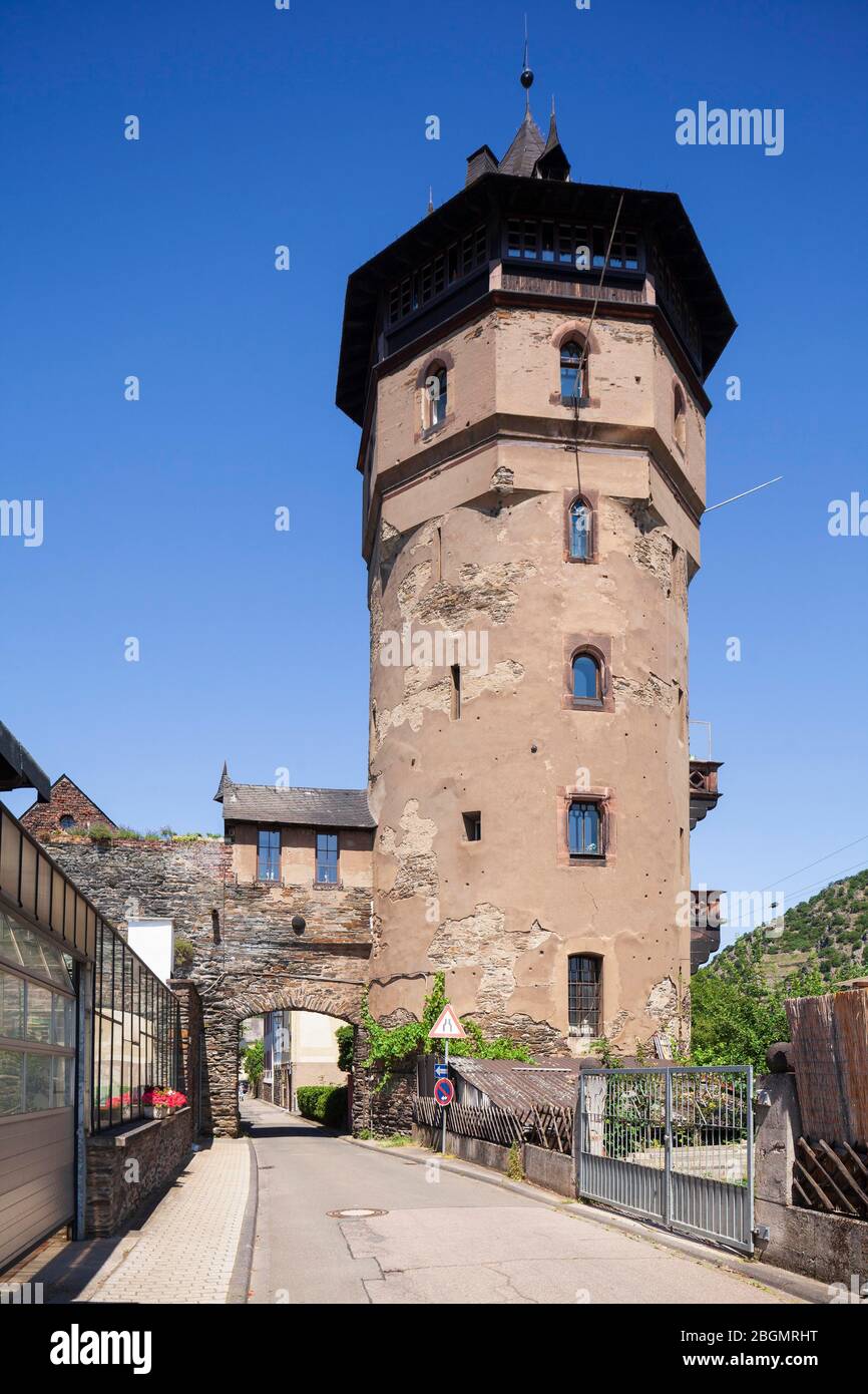 City tower; historic city wall; Oberwesel; Unesco World Heritage Site ...