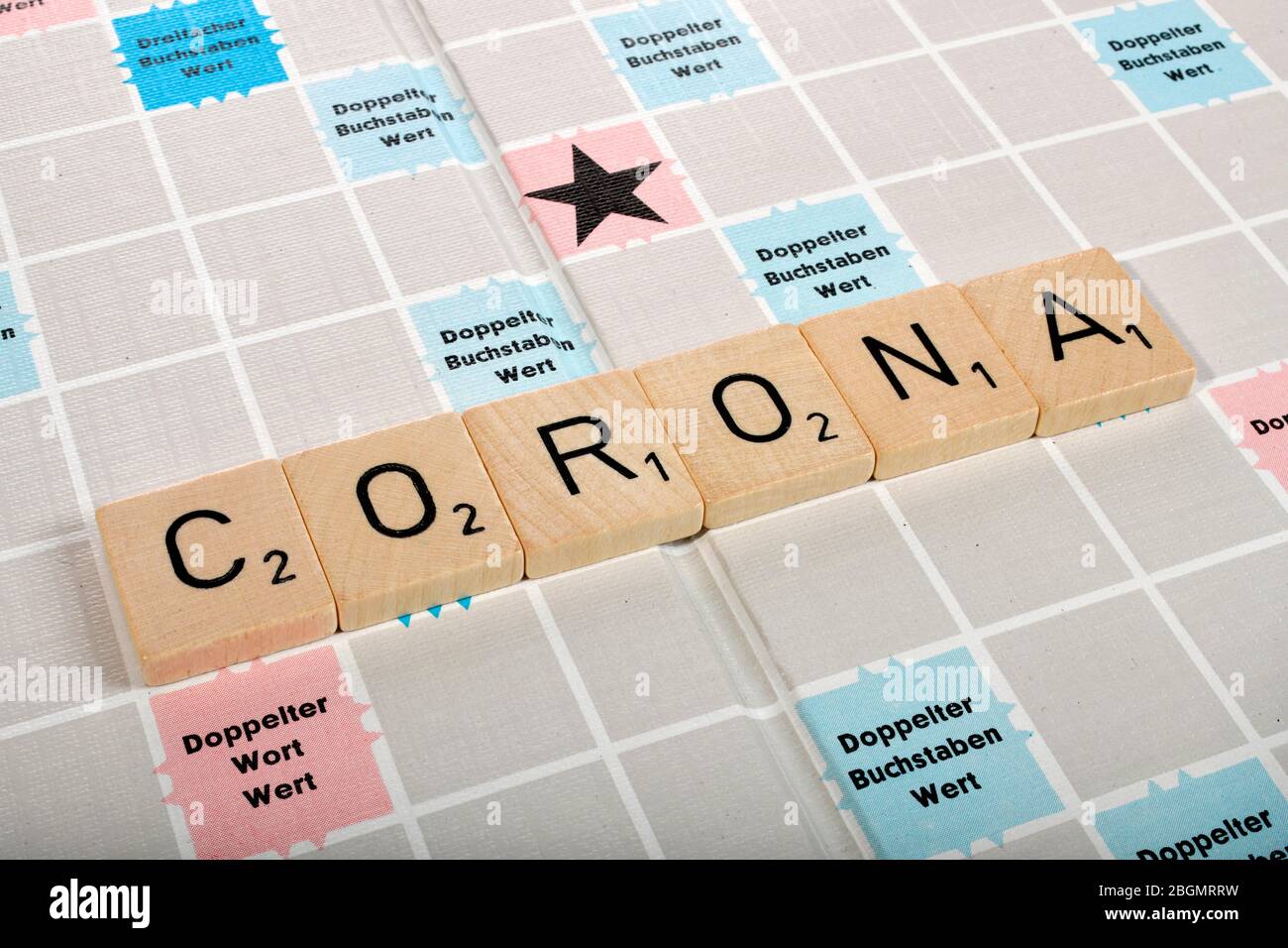 Letter game, symbol image, letters form the word Corona, Corona crisis ...