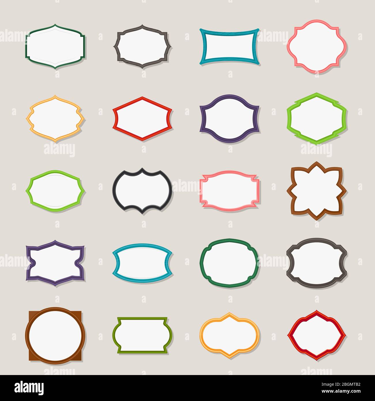 Vintage frames. Different colour frames in flat style. Vector ...