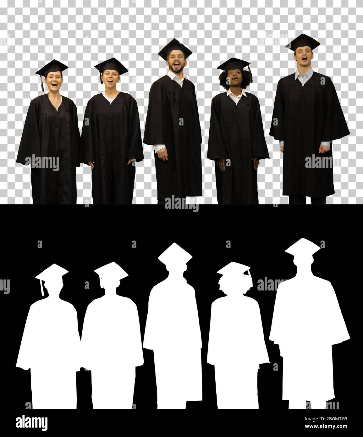 Group of Graduate Students Singing As Choir, Alpha Channel Stock Photo ...