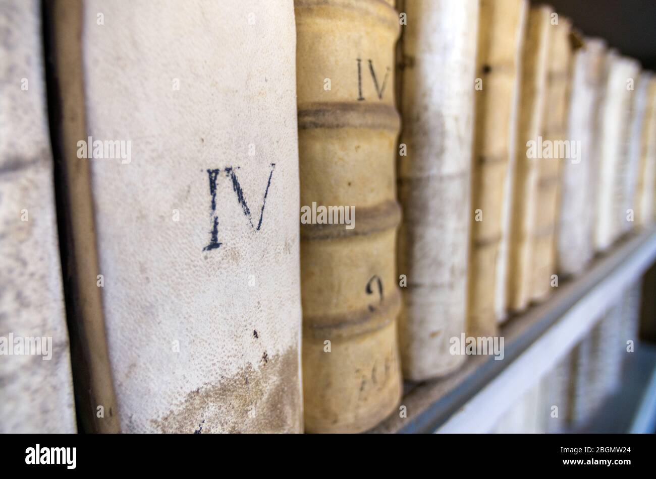 Ancient books on the shelves of the Reading Room in the Strahov Library ...