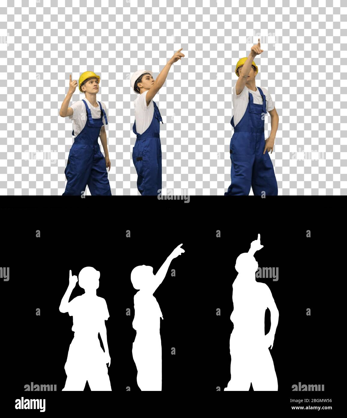 Three construction workers walking in a funny dacning way lookin Stock ...