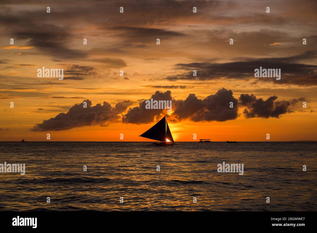 Sunset White beach path on Boracay island, Philippines Stock Photo - Alamy
