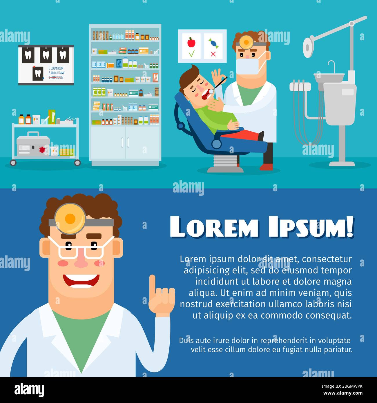 Dental office. Stomatologist and his patient. Vector illustration Stock ...