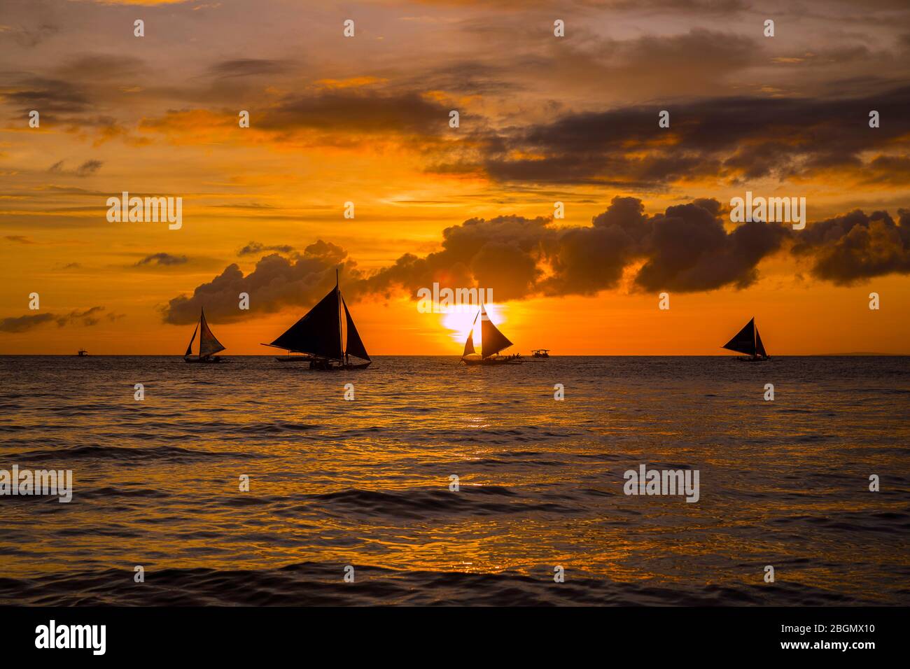 Sunset White beach path on Boracay island, Philippines Stock Photo - Alamy